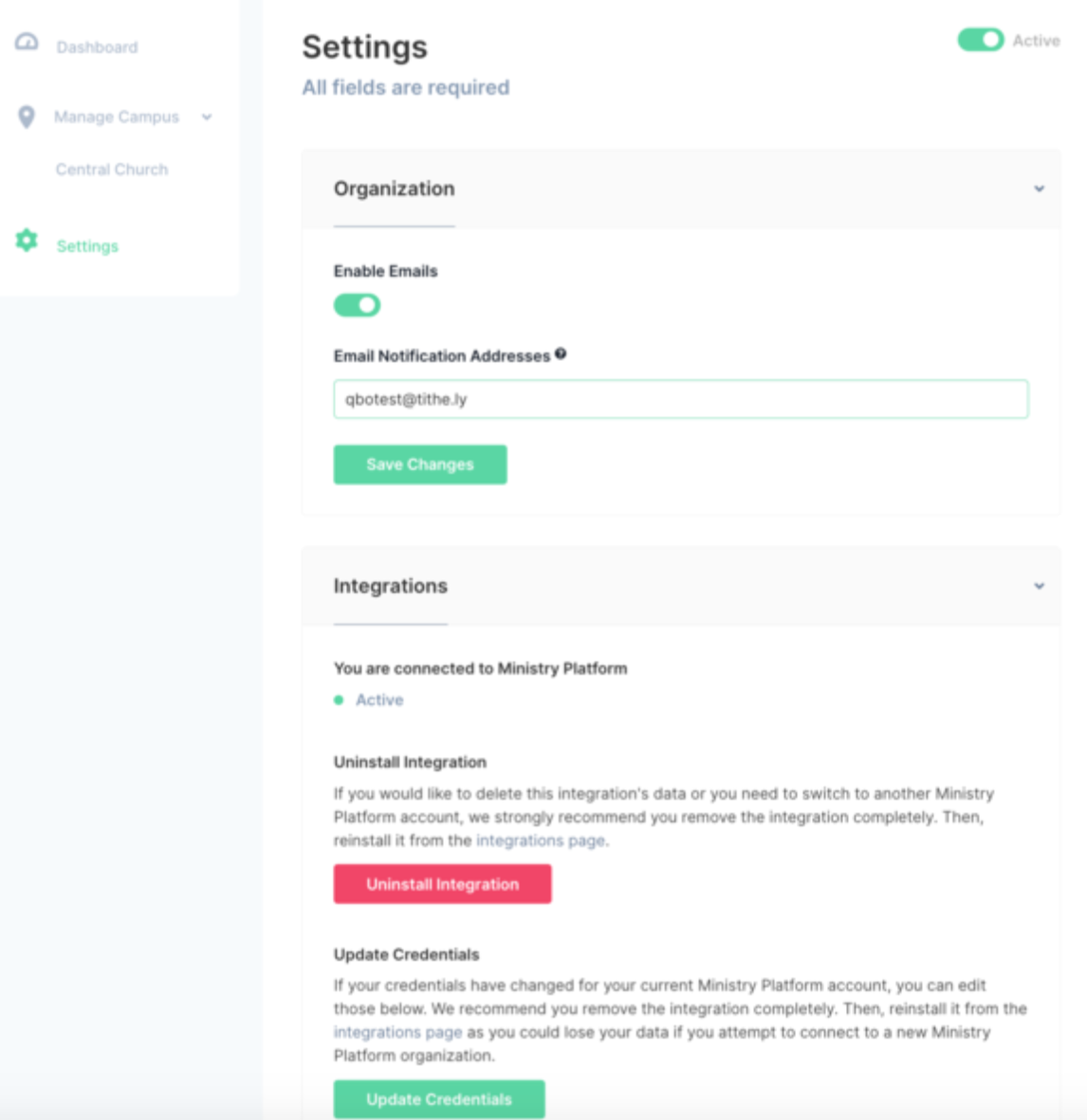 Ministry Platform Integration – Tithely