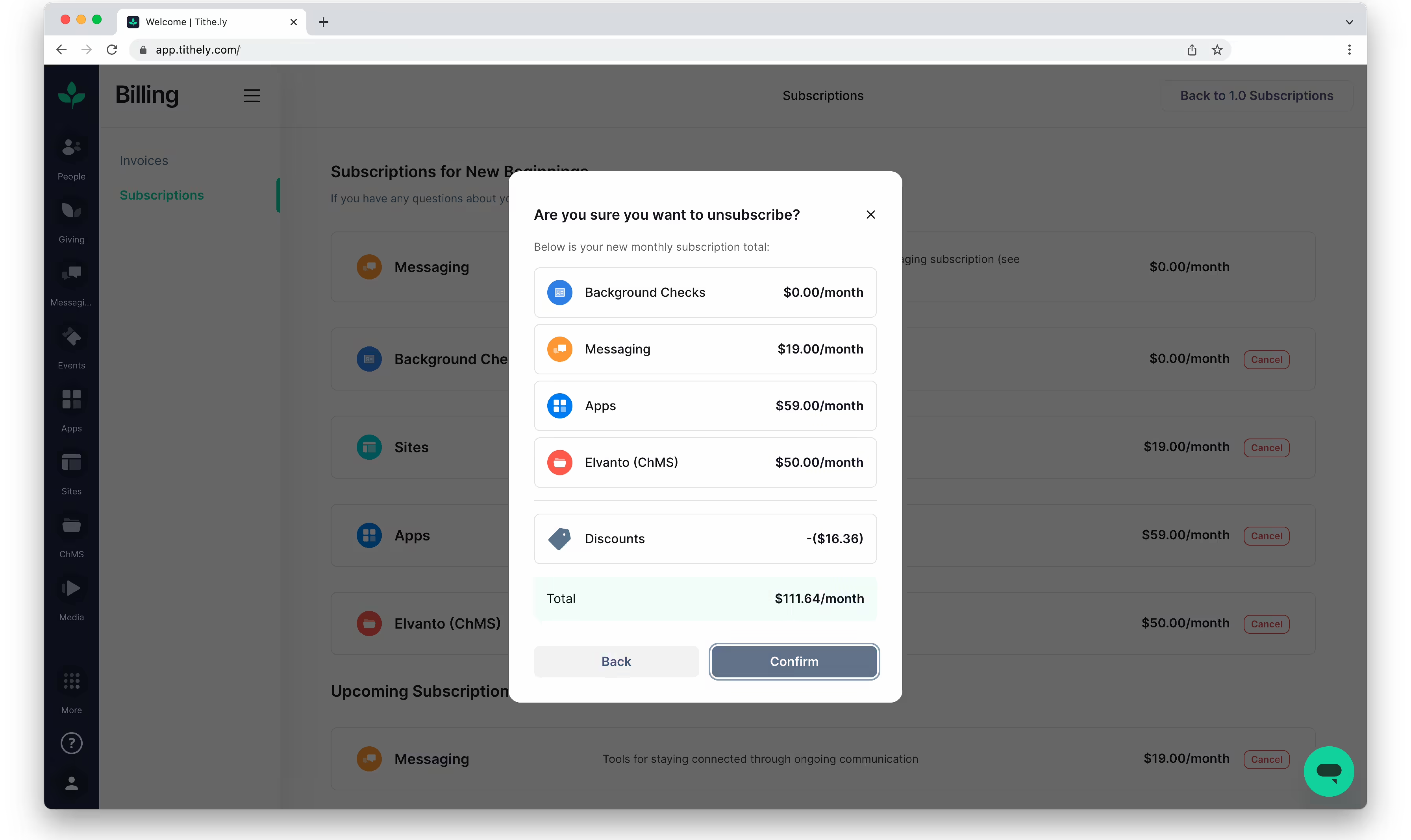 Managing Your Subscriptions – Tithely