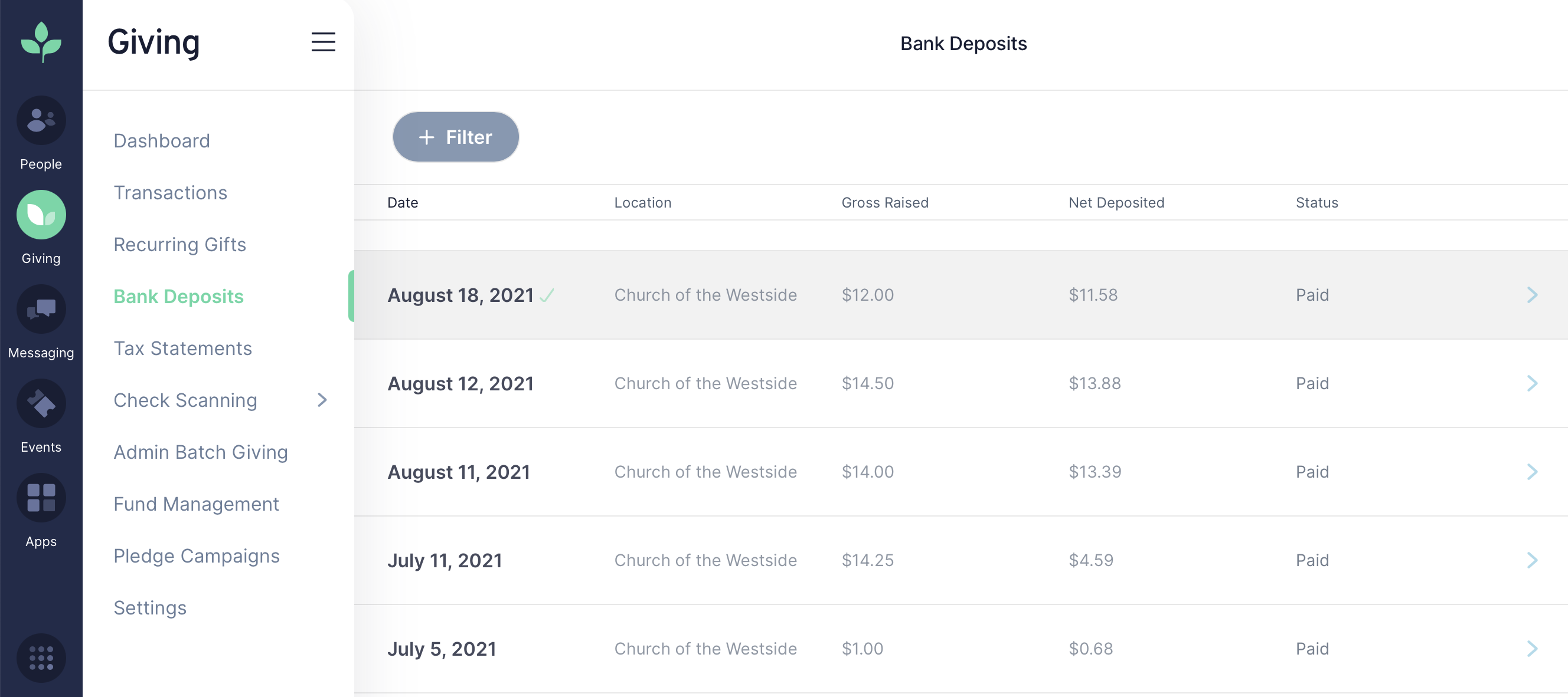 Viewing Your Bank Deposit Reports – Tithely