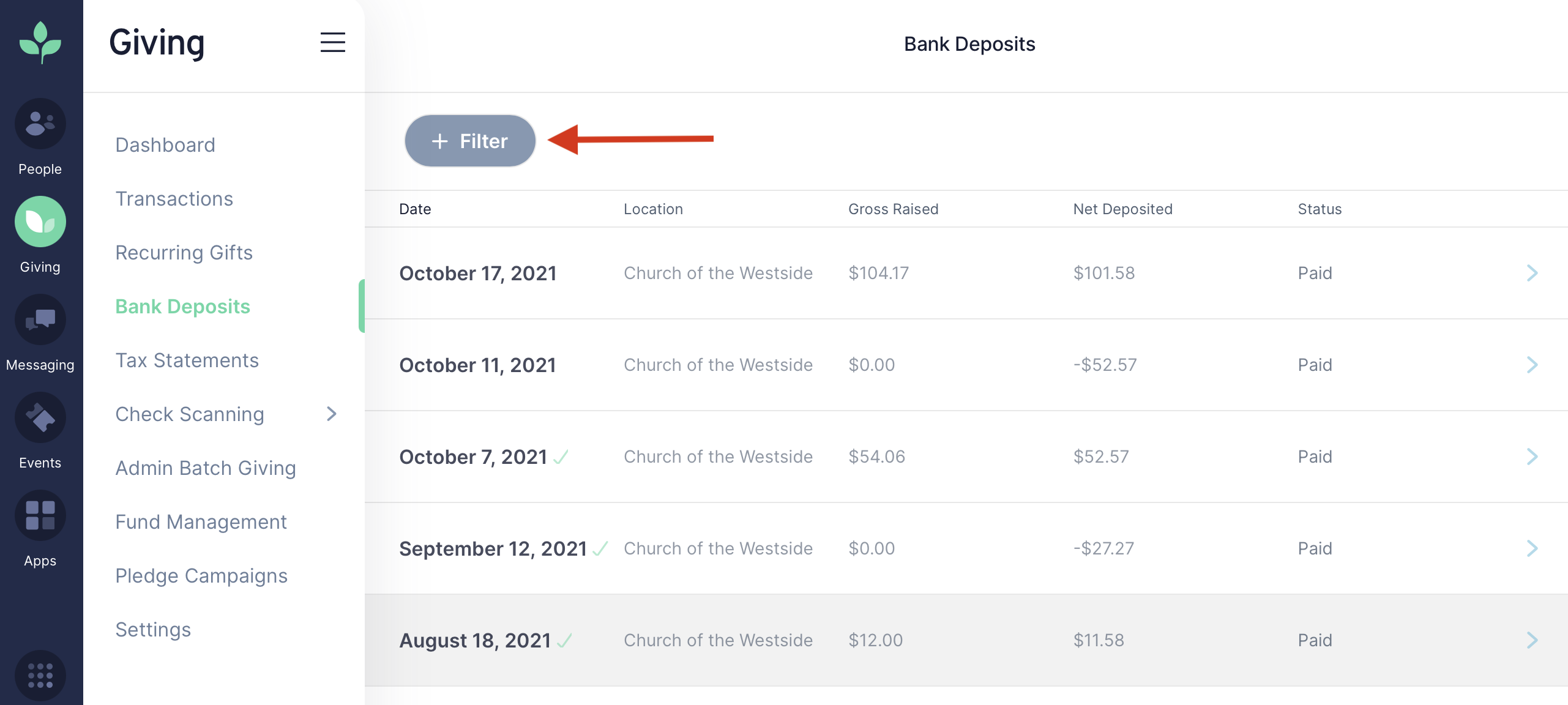 Viewing Your Bank Deposit Reports – Tithely